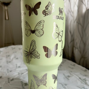 Stanley Butterfly Pale Lime Green 40oz Custom Laser Engraved Authentic ...