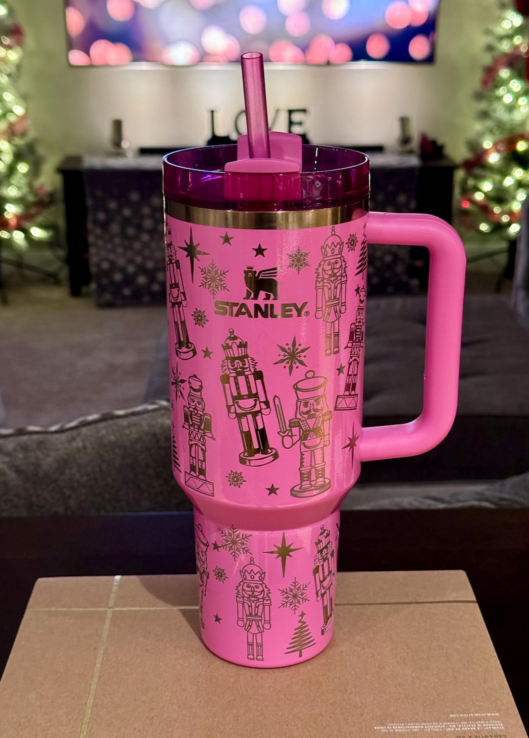 Stanley Nutcracker Wicked Glinda Pink Gold Tumbler 40oz Custom Laser ...