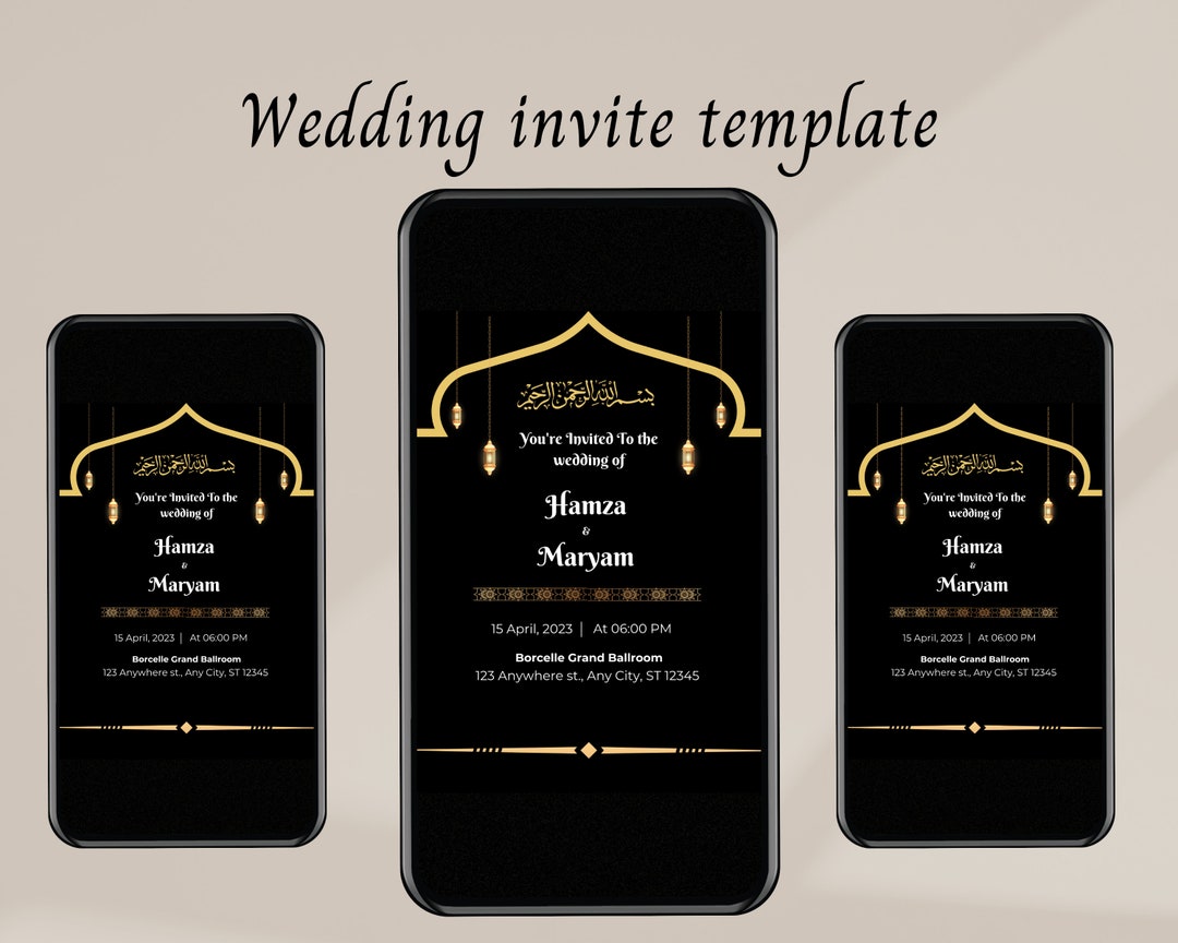 Islamic Digital Wedding Template, Muslim Wedding Template, Simple ...