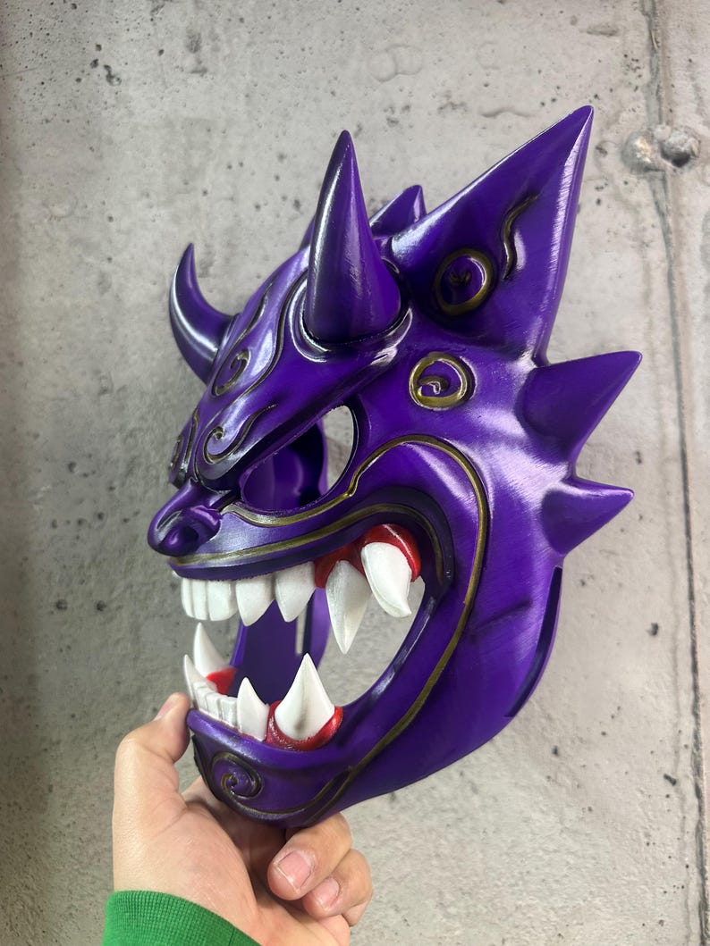 Purple Oni Style Ghost-type Mempo Mask for Cosplay, Anime Decor - Etsy