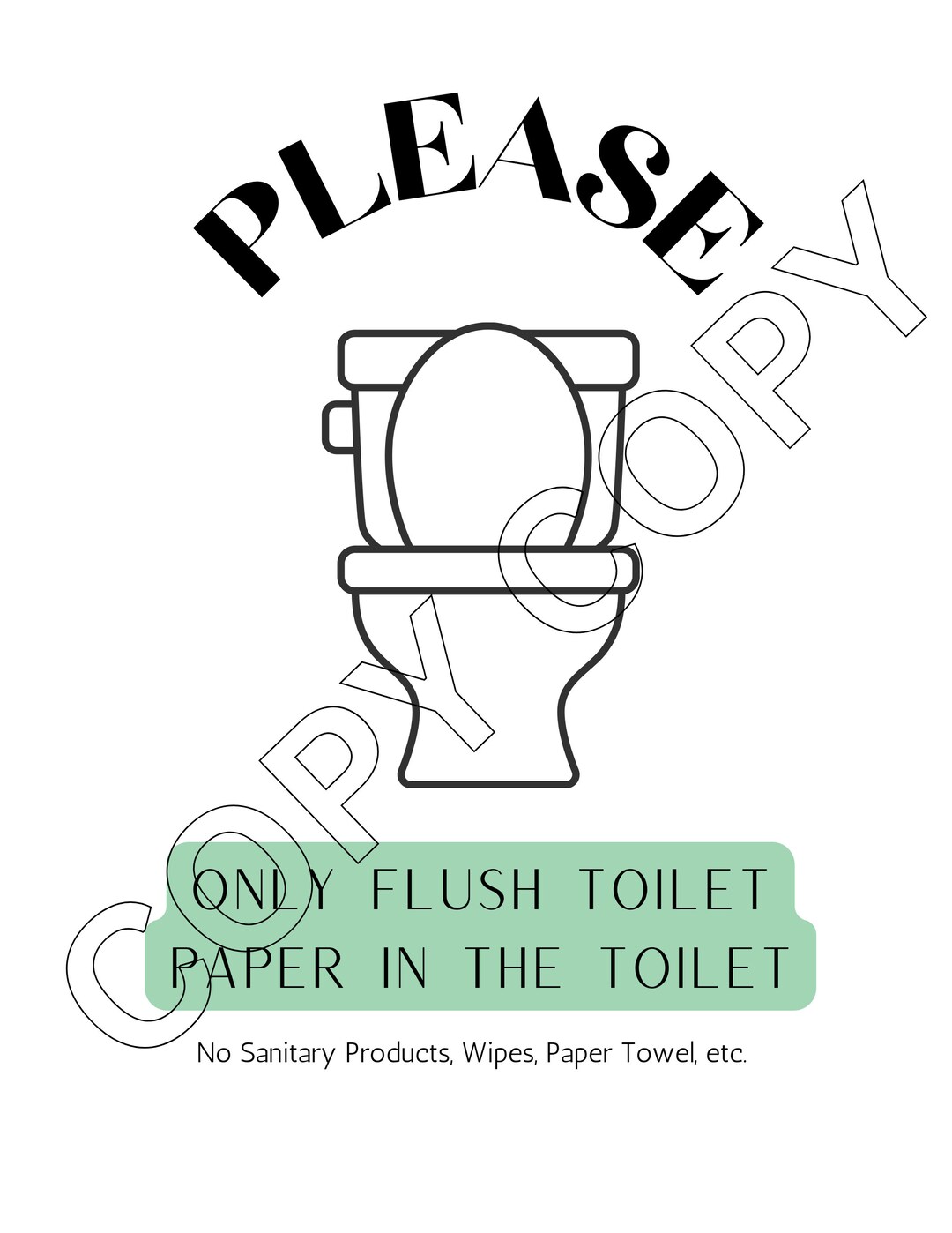 Downloadable Printable Bathroom Signage- Flush Only Toilet Paper Please ...