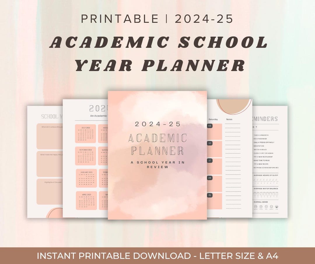 Digital 2024-25 School Year Academic Calendar & Monthly Planner | for ...
