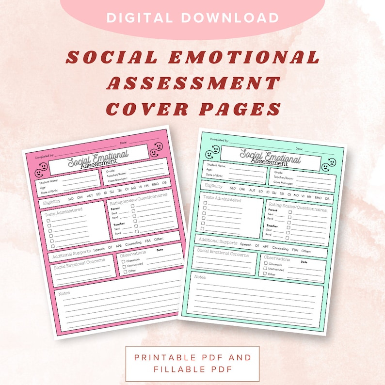 Social Emotional Assessment Organization Cover Page | School ...