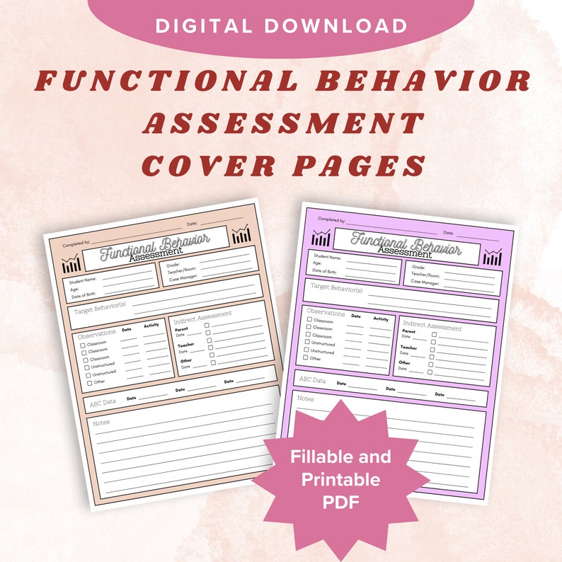 Functional Behavior Assessment Organization Cover Page | School ...