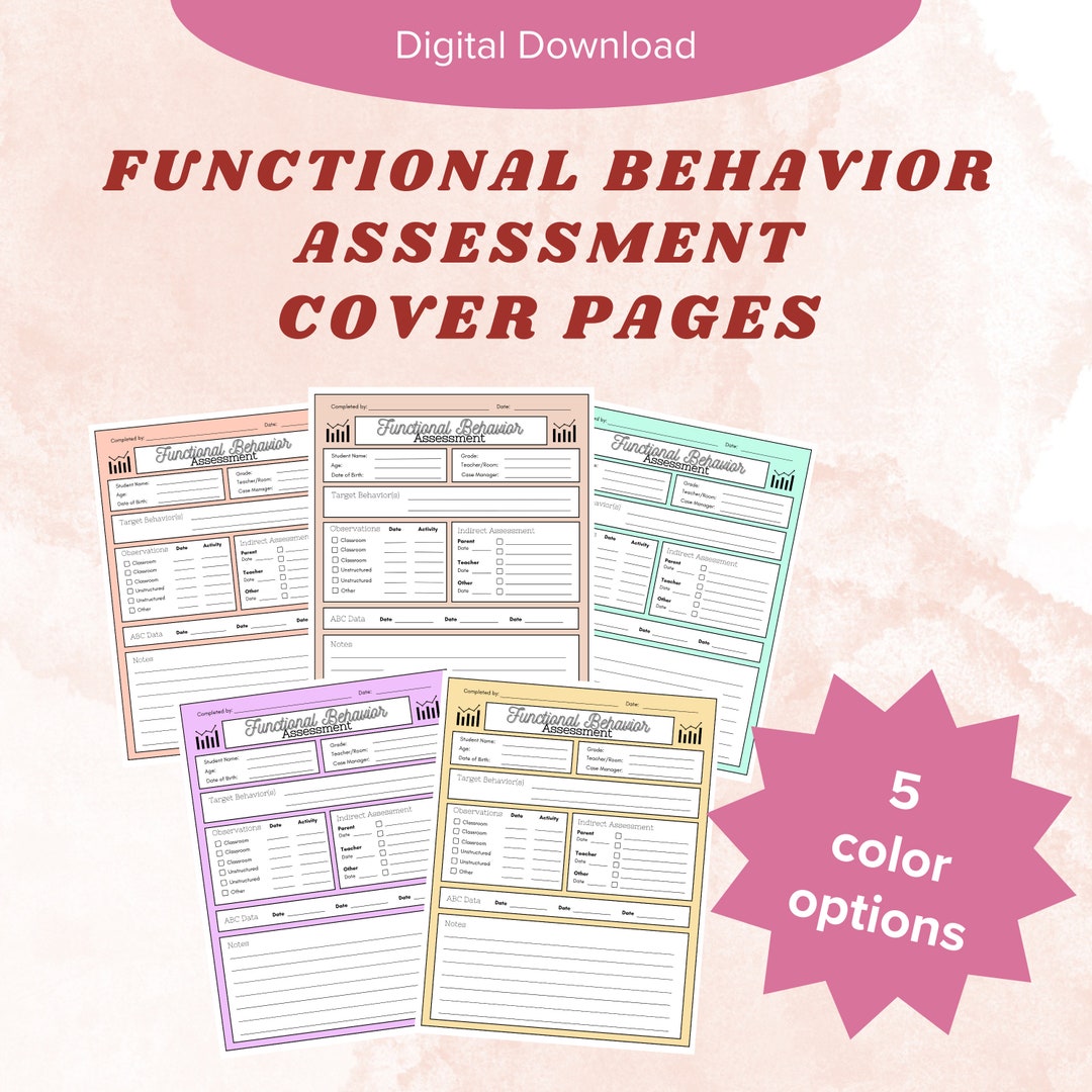 Functional Behavior Assessment Organization Cover Page | School ...