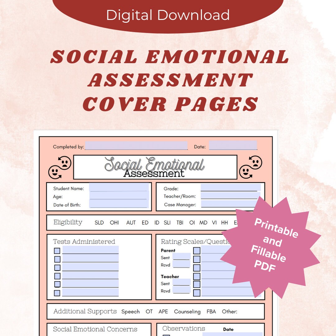 Social Emotional Assessment Organization Cover Page | School ...