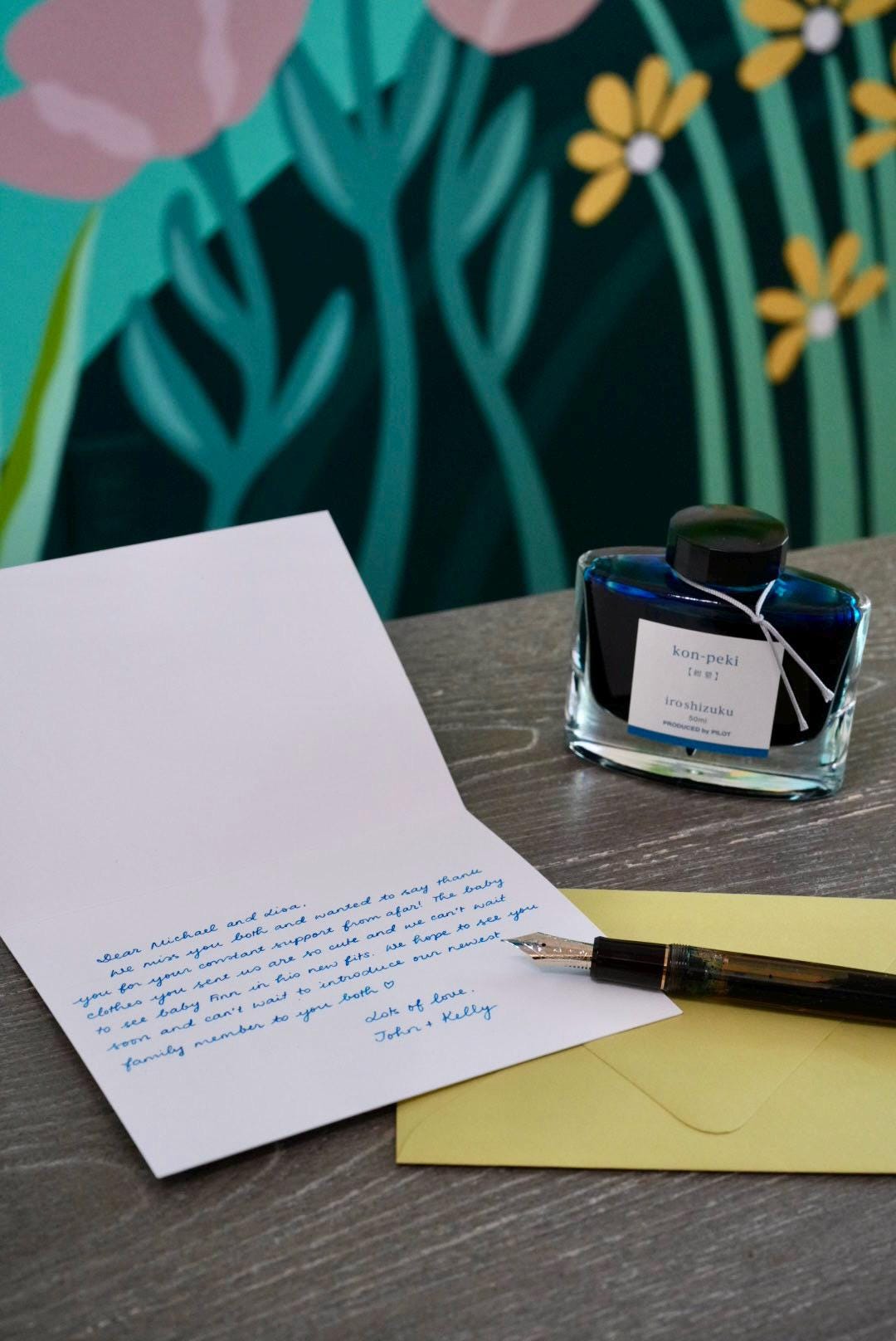 Handwritten Thank You Card With Fountain Pen for Wedding, Baby Shower ...