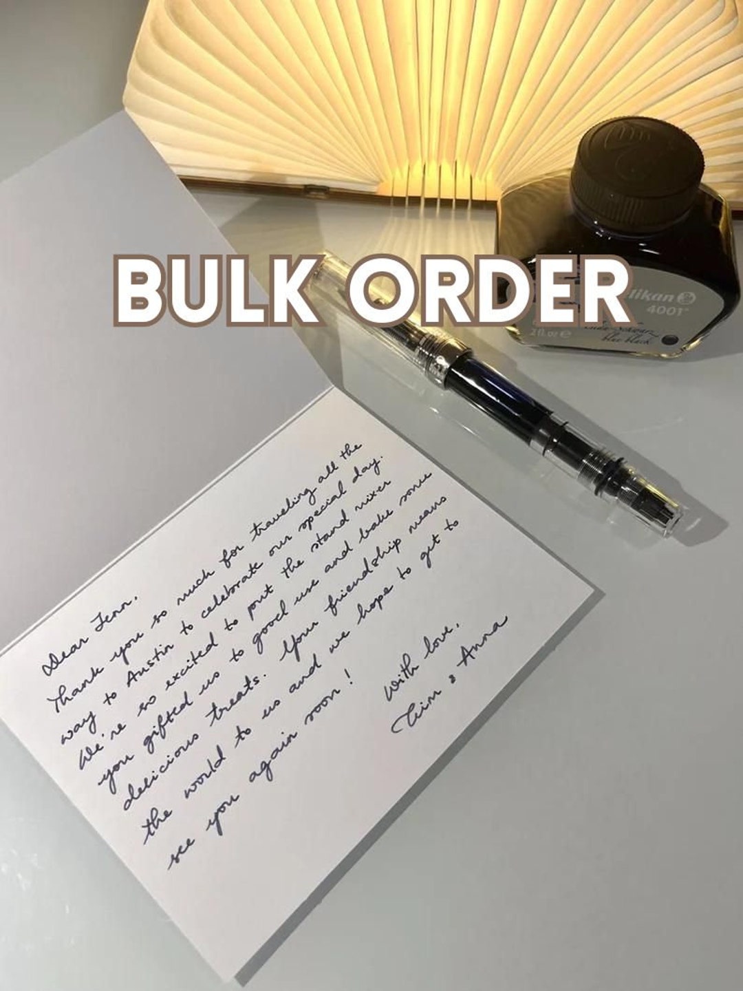 BULK ORDER - Handwritten Thank You Card With Fountain Pen for Wedding ...