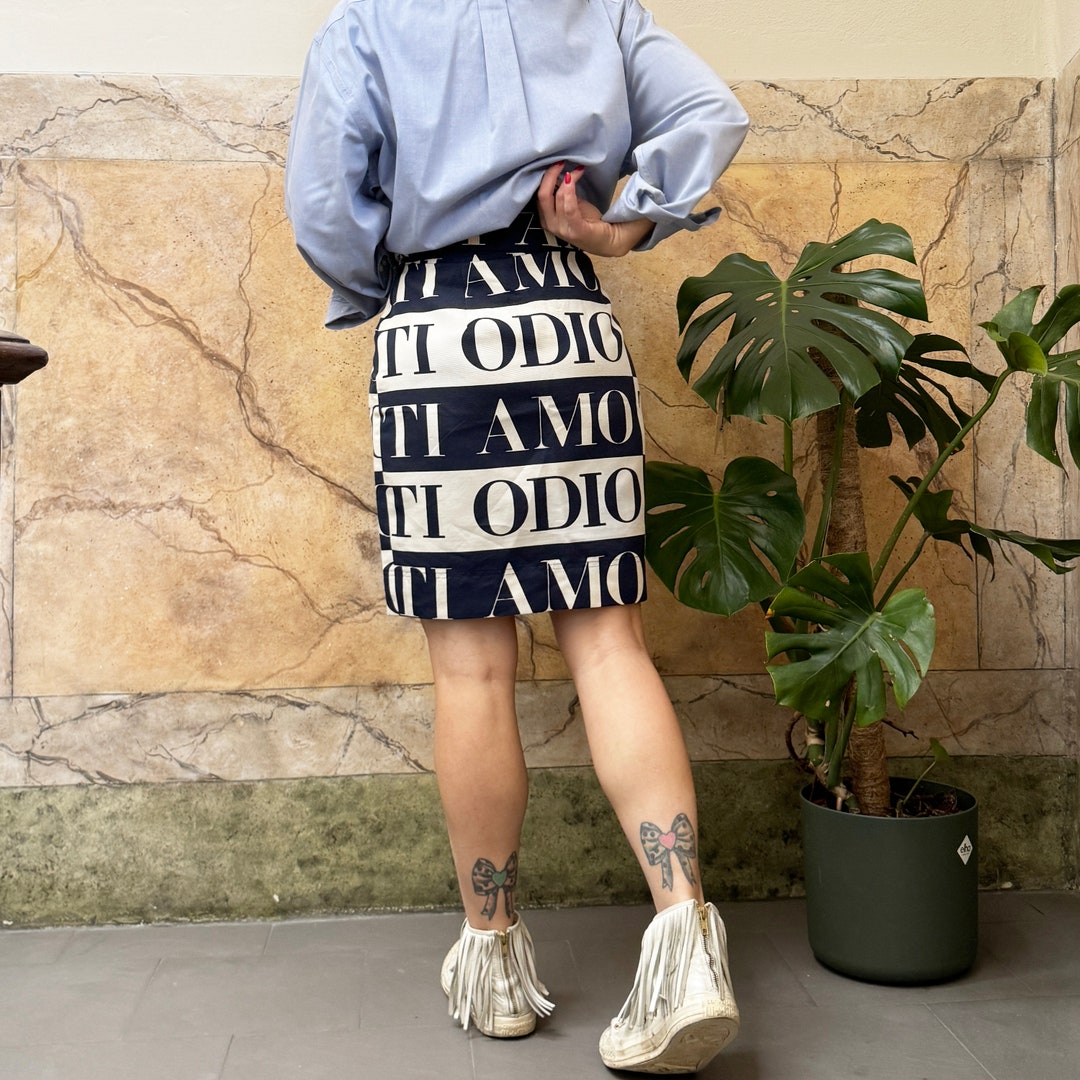 Gonna a Tubino Moschino Cheap and Chic 1990s Ti Amo Ti Odio - Etsy
