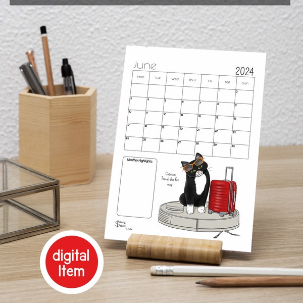 2024 Cat Calendar Desk - Etsy