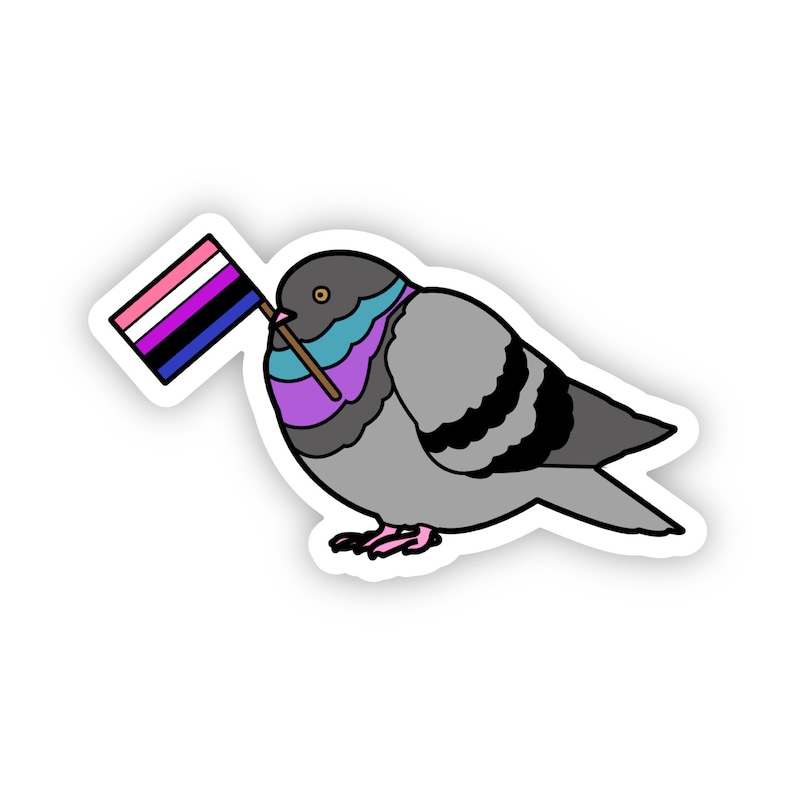 Genderfluid Pride Flag Pigeon Bird Vinyl Sticker | Gifts for Friends ...