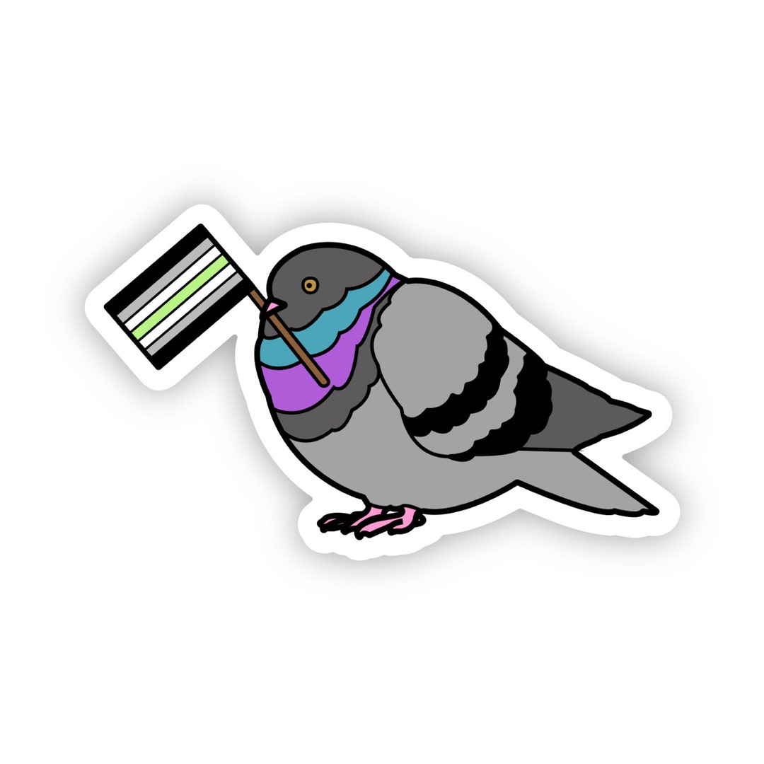 Agender Pride Flag Pigeon Bird Vinyl Sticker | Gifts for Friends ...