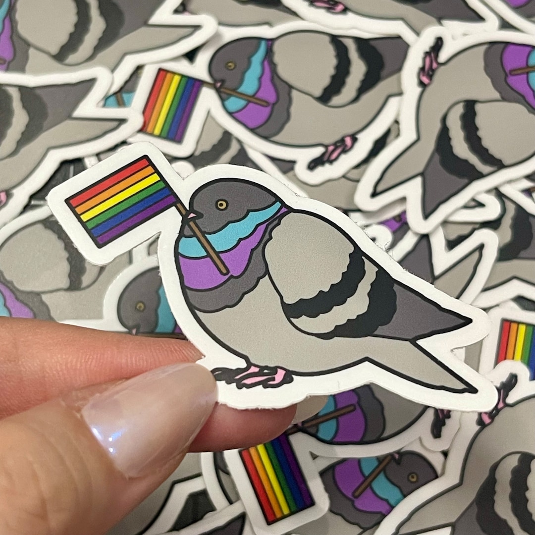 Rainbow Pride Flag Pigeon Bird Vinyl Sticker | Gifts for Friends ...