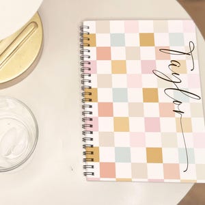 Personalized Retro Notebook Checkered Design Diary Custom for Her ...