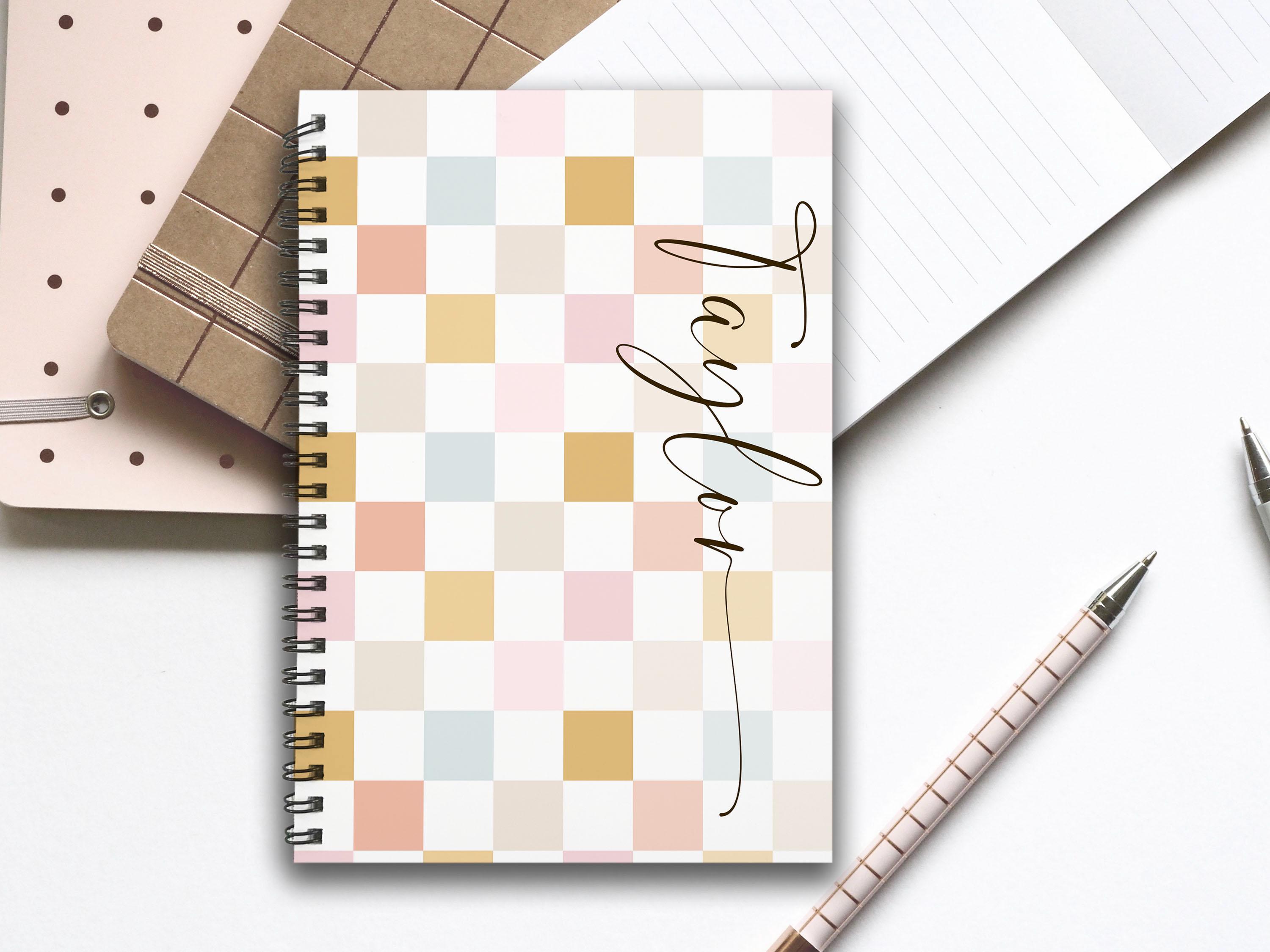 Personalized Retro Notebook Checkered Design Diary Custom for Her ...