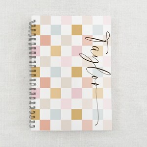 Personalized Retro Notebook Checkered Design Diary Custom for Her ...