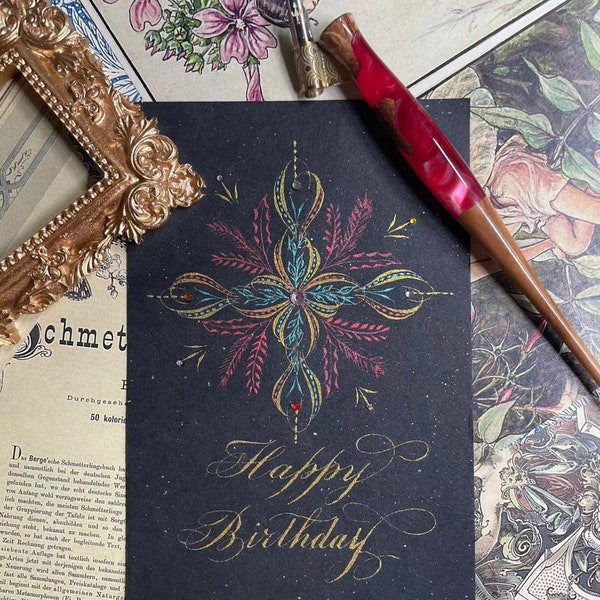 Happy Birthday Card Calligraphy - Etsy
