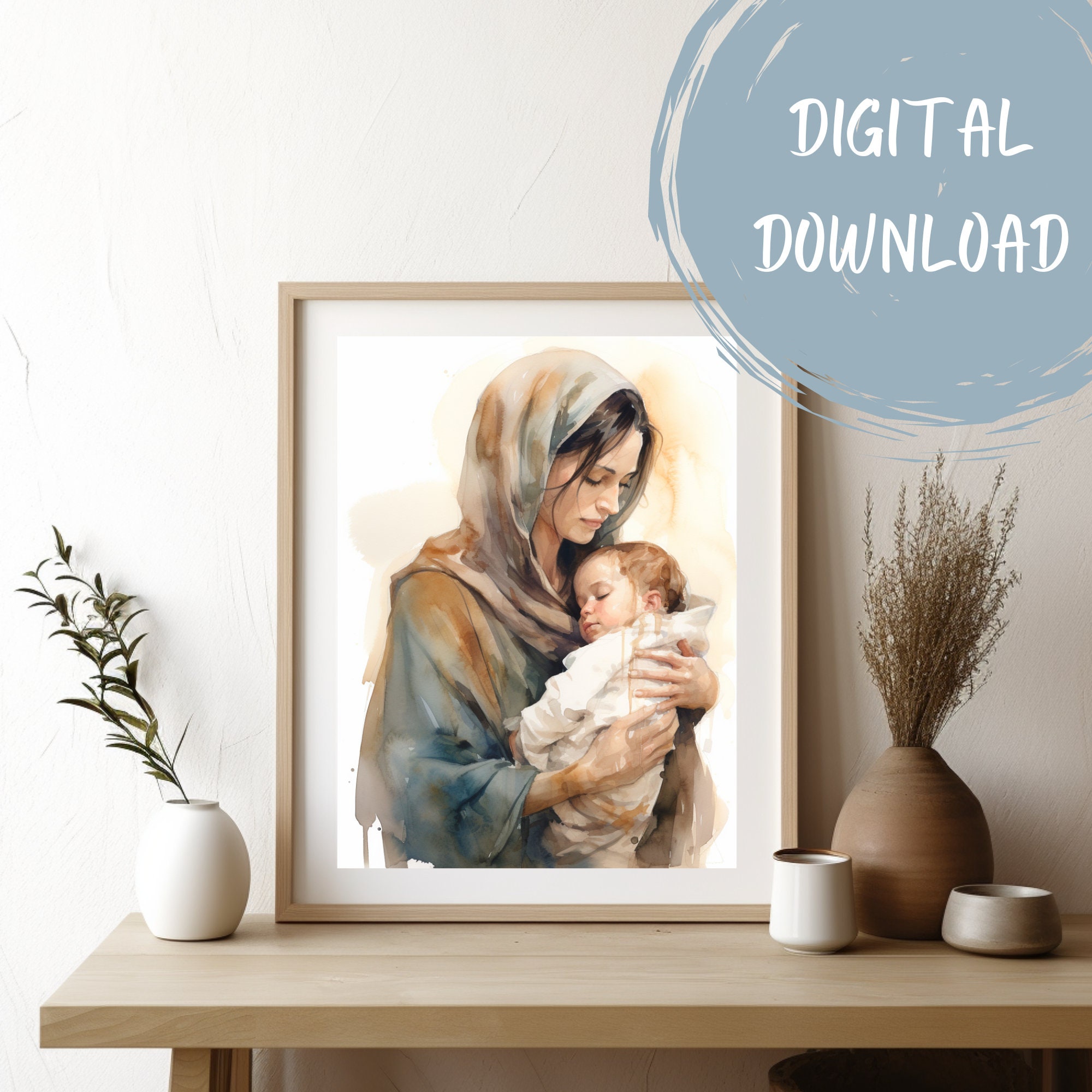 Mother Of Christ Digital Download Mary And Jesus Christmas Ai