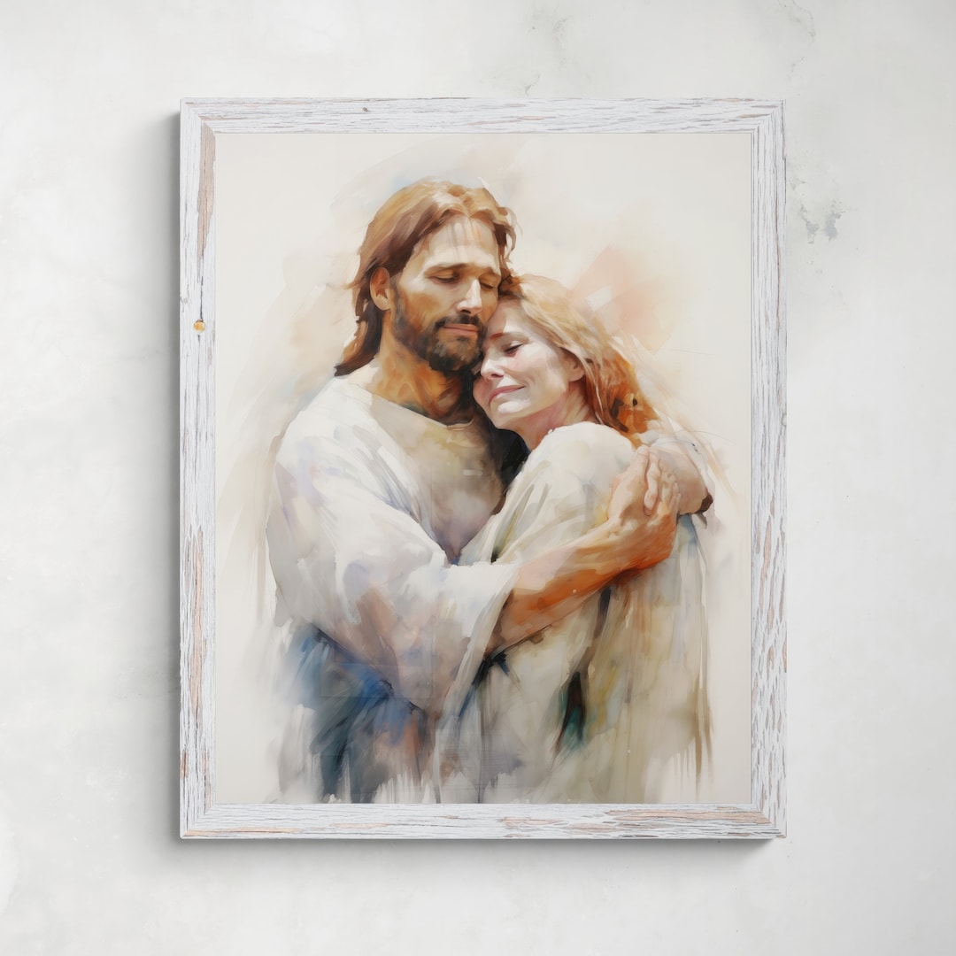 Well Done Digital Download Jesus Christ Embracing Woman Christian Art ...