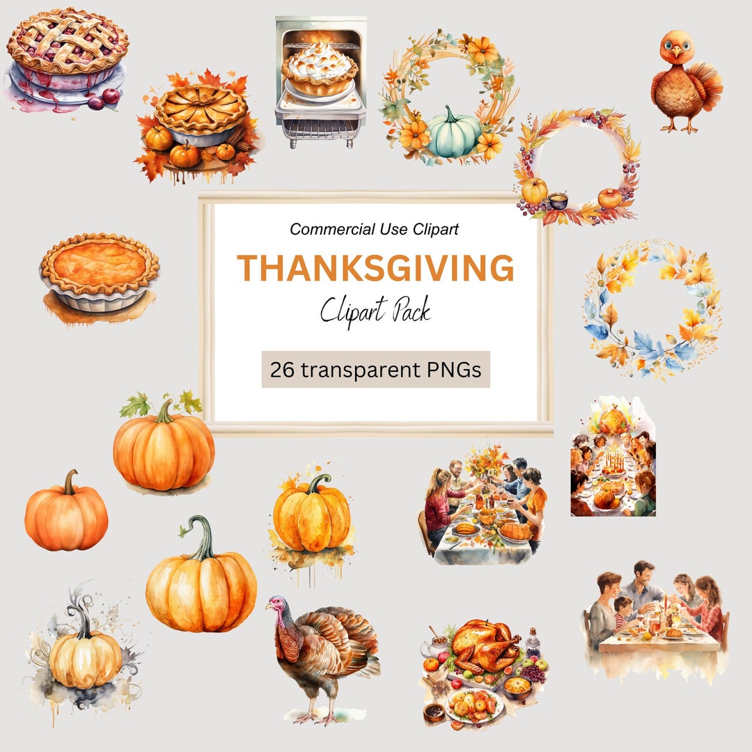 Thanksgiving Watercolor Clipart (digital Download) - Etsy