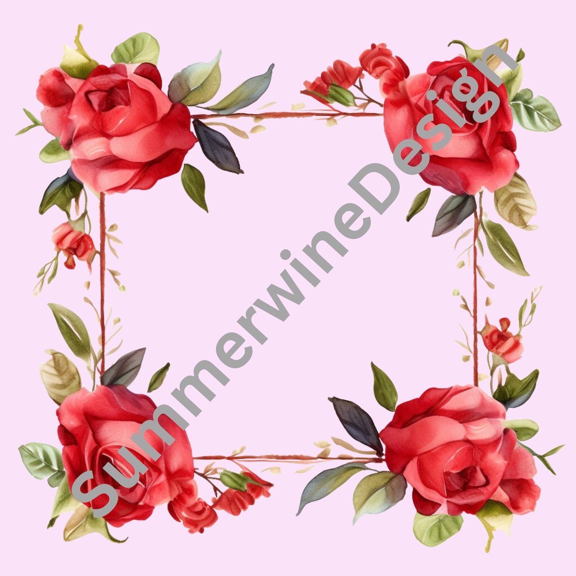 Rose Border Frame PNG Clipart - Etsy