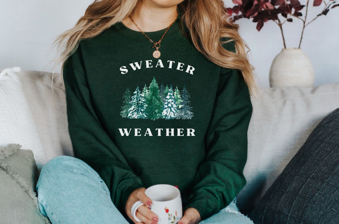 Sweater Weather Sweater, Snowy Trees Sweater, Cozy Sweater, Watercolor ...