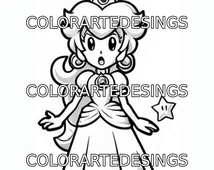Mario Princess Coloring Sheet - Etsy Canada