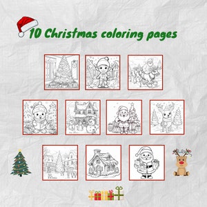 10 Christmas Coloring Pages - Etsy