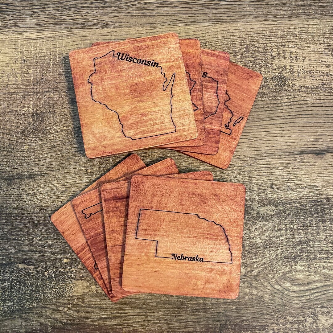 4 or 6 Pack of Customizable State Coasters / Drink Coaster / Square ...
