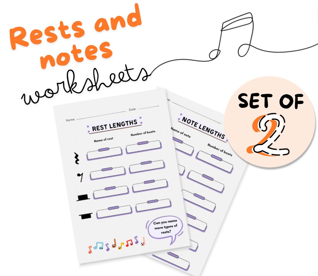 BEGINNER MUSIC WORKSHEETS - Rests and Notes | Worksheets for Piano ...