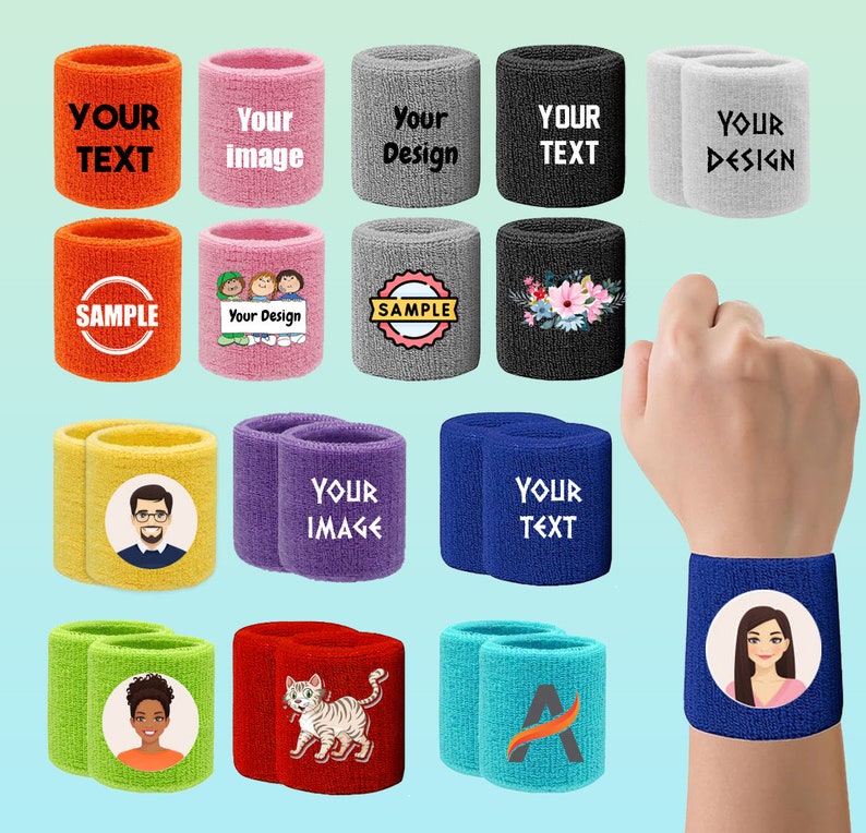 Custom Printed Sweat Wristbands, Your Text, Image, Logo (pair) - Etsy
