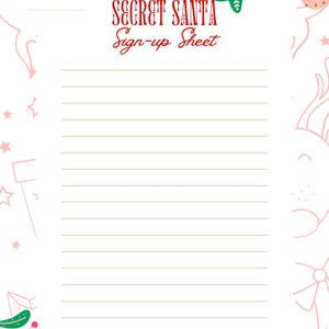 Secret Santa Sign-up Sheet | Printable Christmas Gift Exchange (PDF) - Etsy