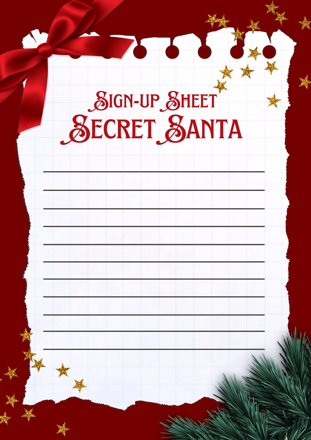 Secret Santa Sign-up Sheet | Holiday Party, Gift Exchange (PDF) - Etsy