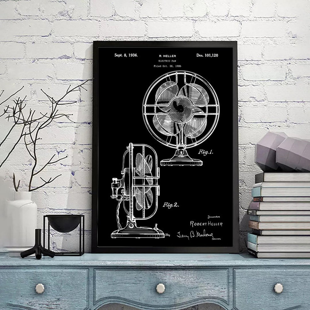 Electric Fan Patent-vintage Poster,home Office Decor,antique ...