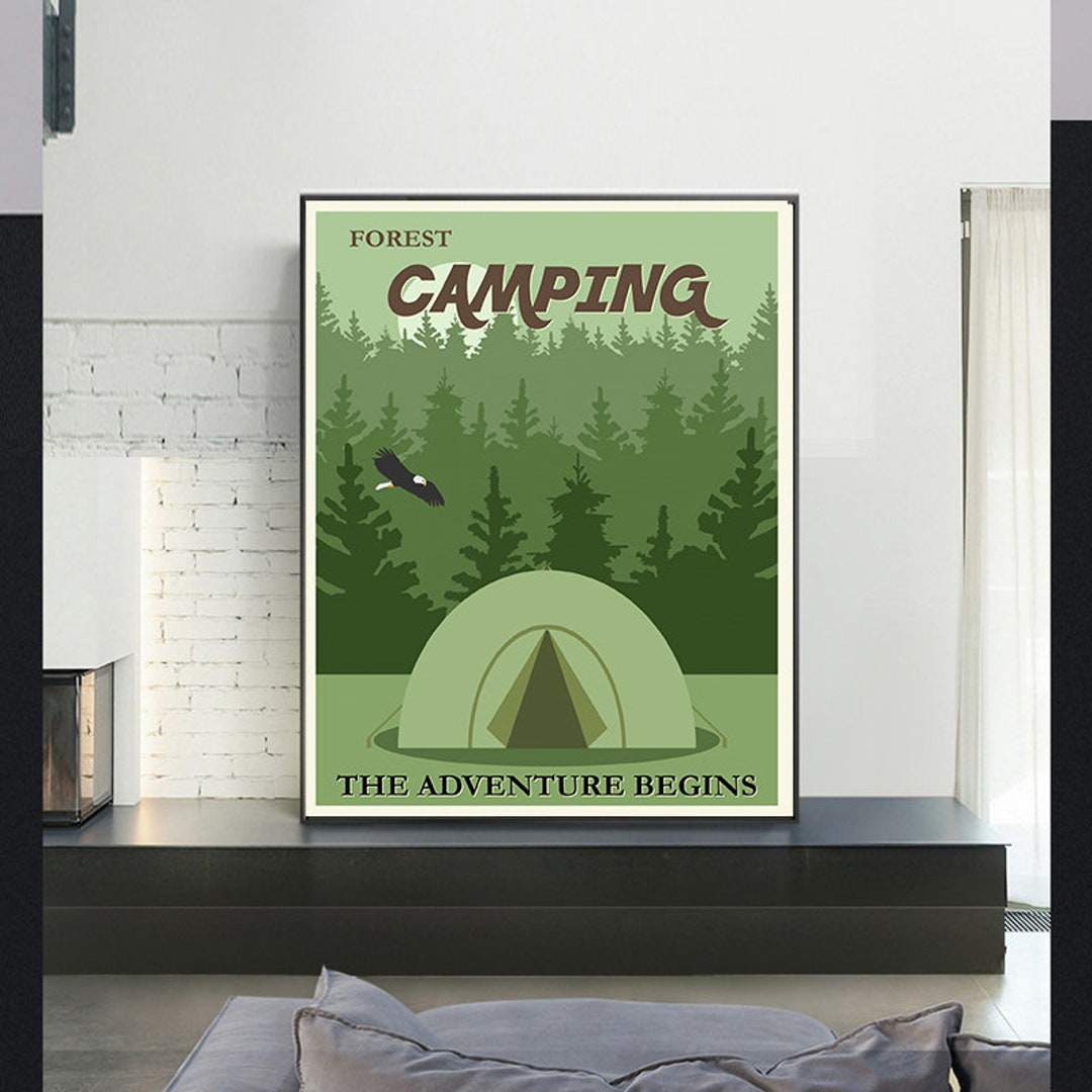 Forest Camping -vintage Poster,home Office Decor,antique Illustration ...