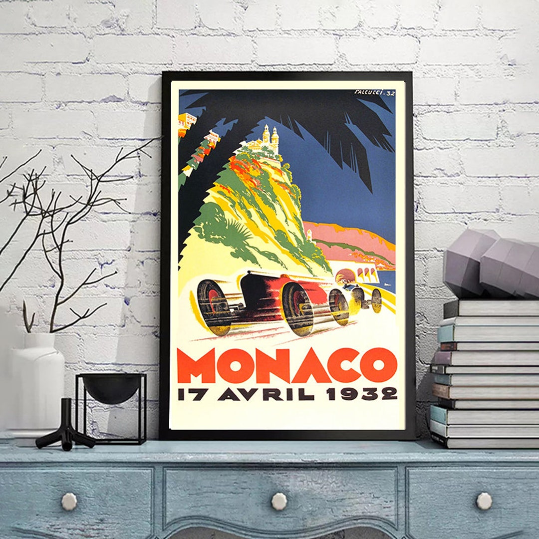 Monaco Grand Prix Race-vintage Poster,home Office Decor,antique ...