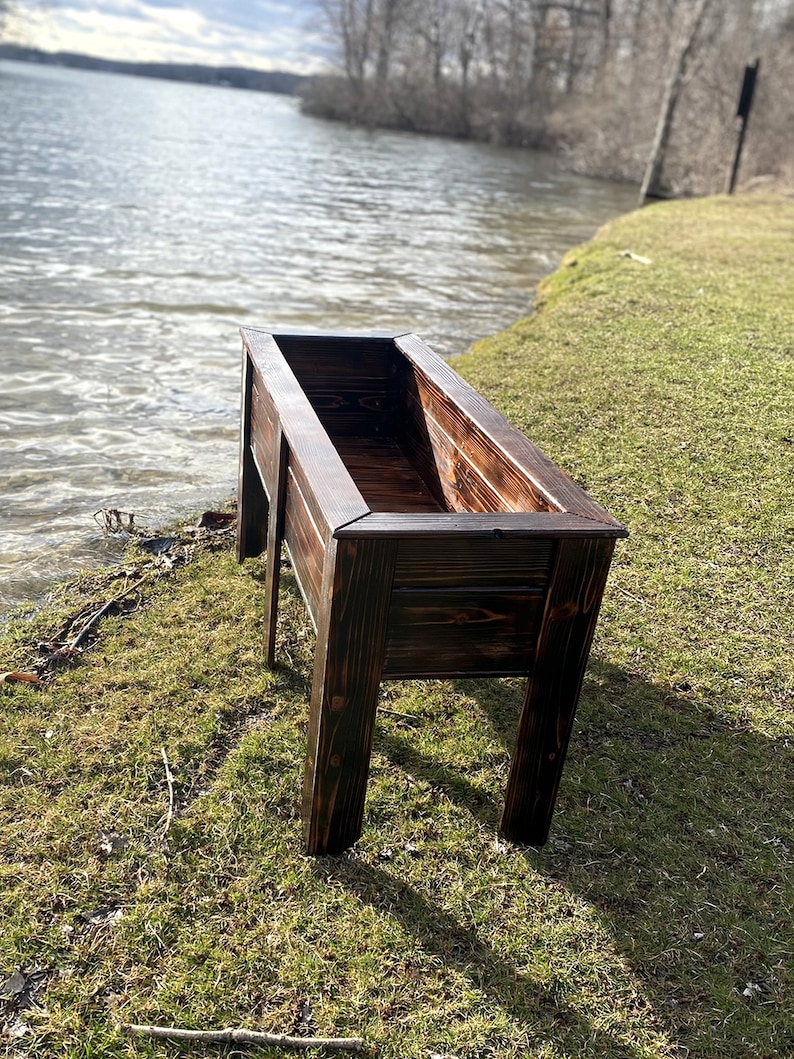 Raised Cedar Planter 40" X 13" X 20: Shou Sugi Ban Weatherproofed ...