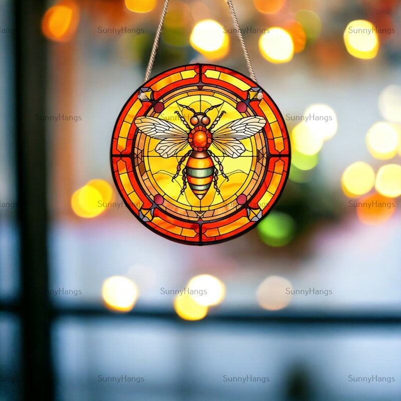 Stained Glass Acrylic Bee Sun Catcher Suncatcher Christmas - Etsy