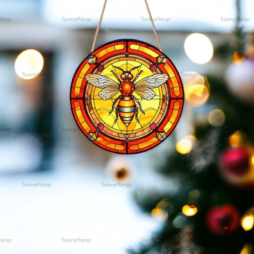 Stained Glass Acrylic Bee Sun Catcher Suncatcher Christmas - Etsy