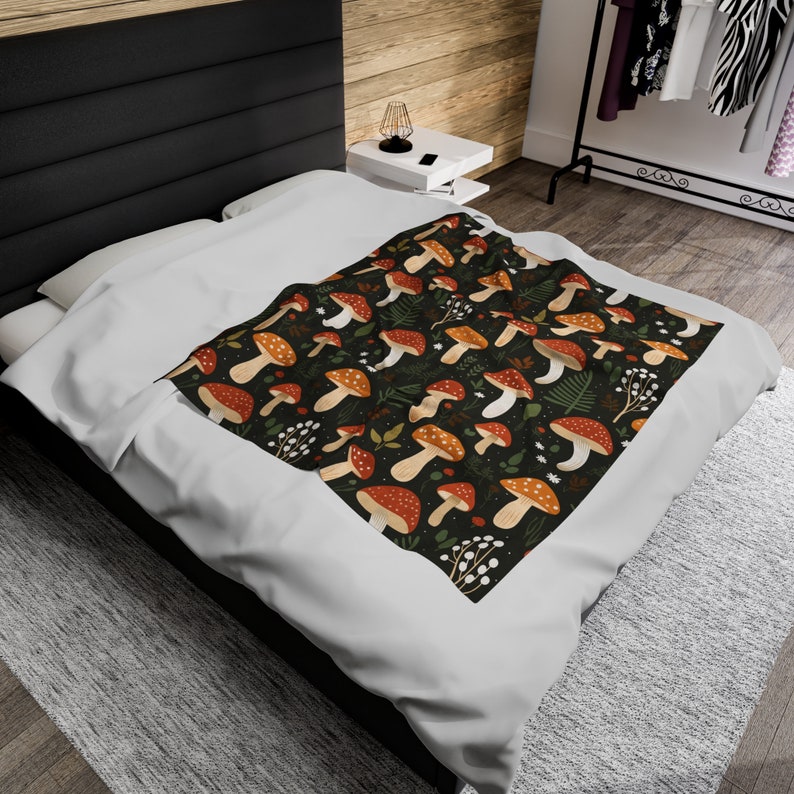 Cottagecore Mushrooms Velveteen Plush Blanket Cozy Blanket - Etsy