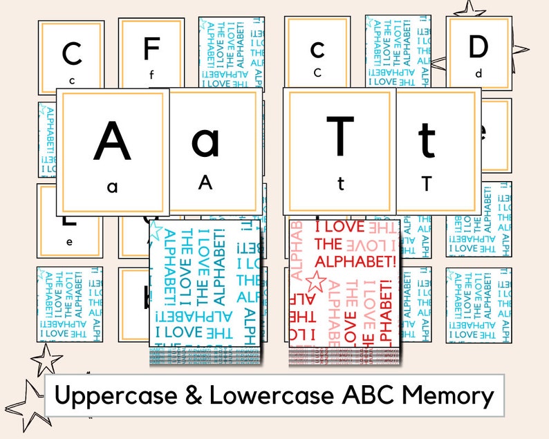 Preschool Alphabet Memory Cards Uppercase and Lowercase Letters ...