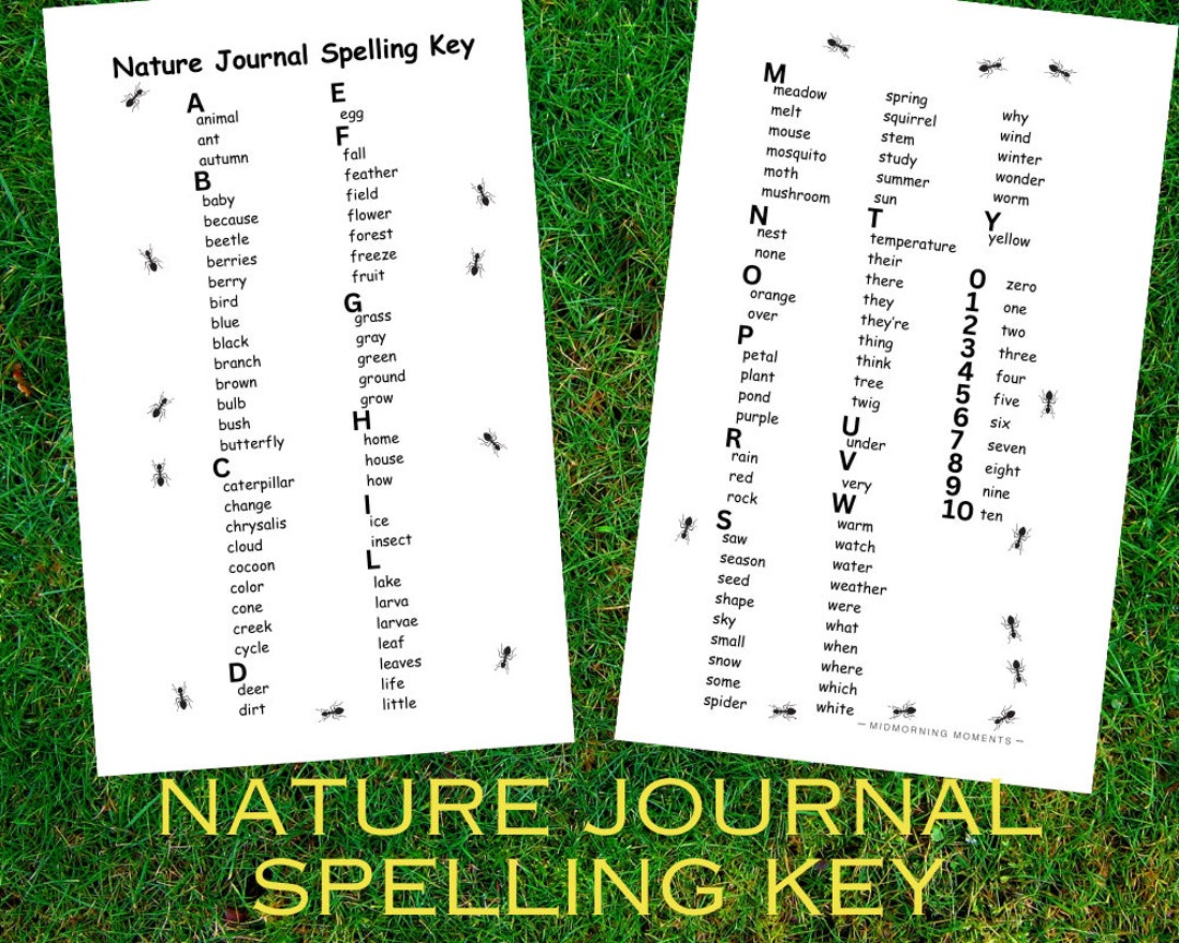 Kindergarten Nature Journal Spelling Key | Homeschool Nature Study ...