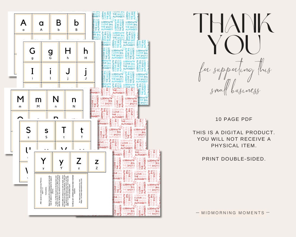 Preschool Alphabet Memory Cards Uppercase and Lowercase Letters ...