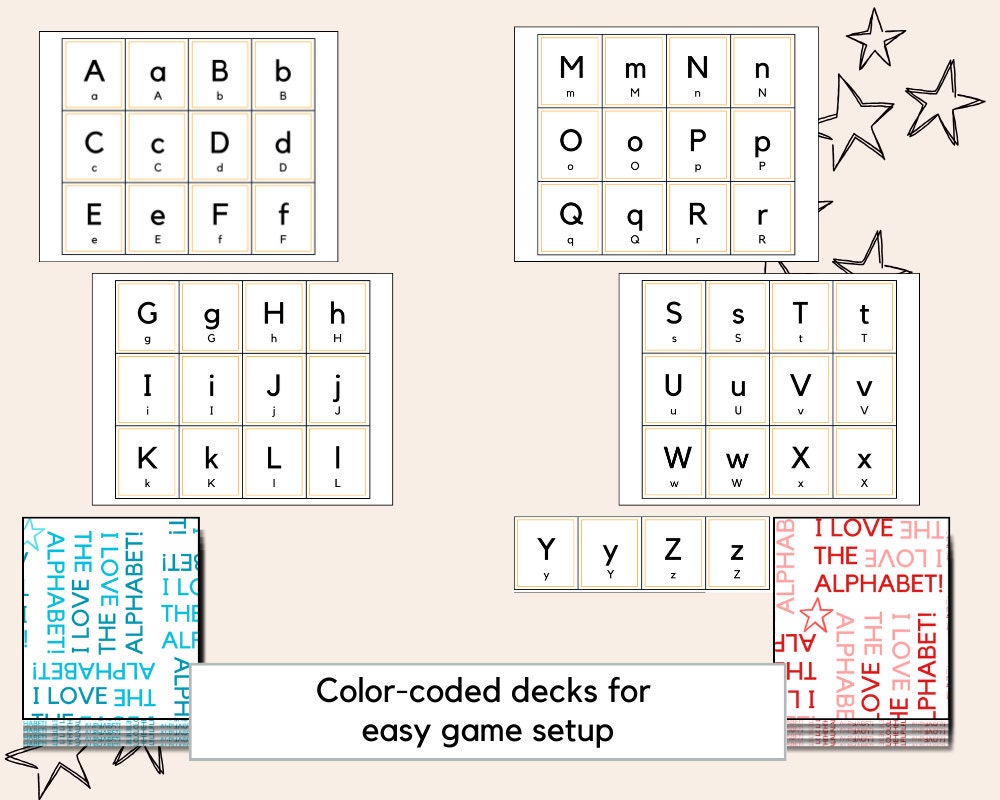 Preschool Alphabet Memory Cards Uppercase and Lowercase Letters ...