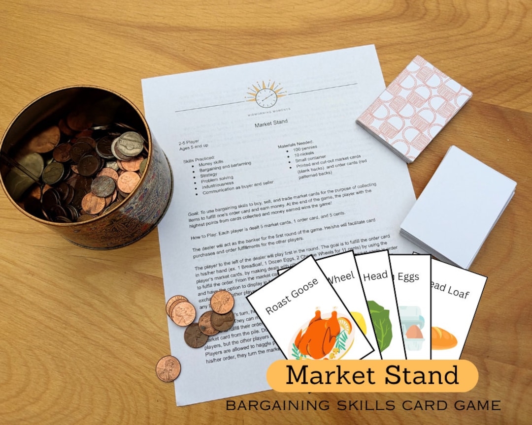 Family Games Printable, Kids Educational Money Game, Market Stand ...