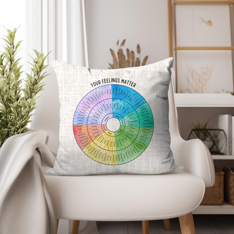 Feelings Wheel Pillow: Window of Tolerance, Therapy Office Decor - Etsy