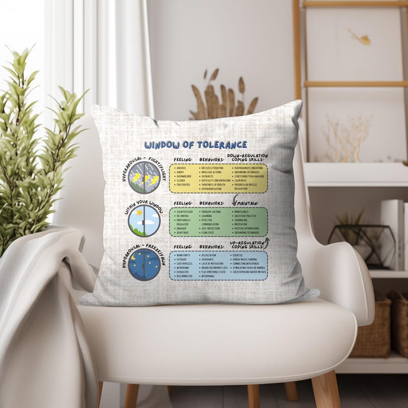 Feelings Wheel Window of Tolerance Pillow for Emotional Regulation ...