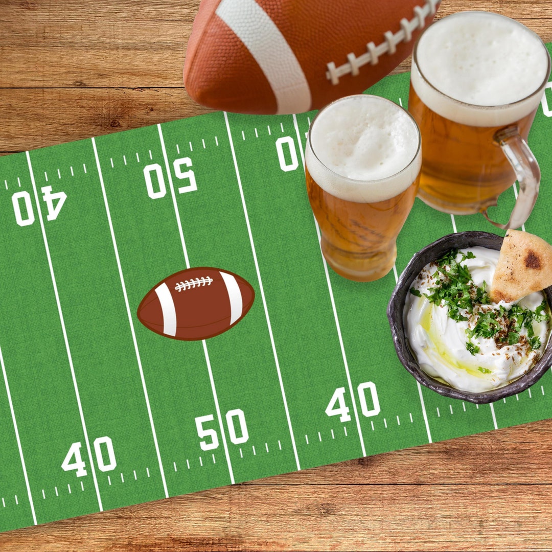 Football Table Runner, Football Party Decor, Football Season, Cotton Poly Table Runner, Football ...