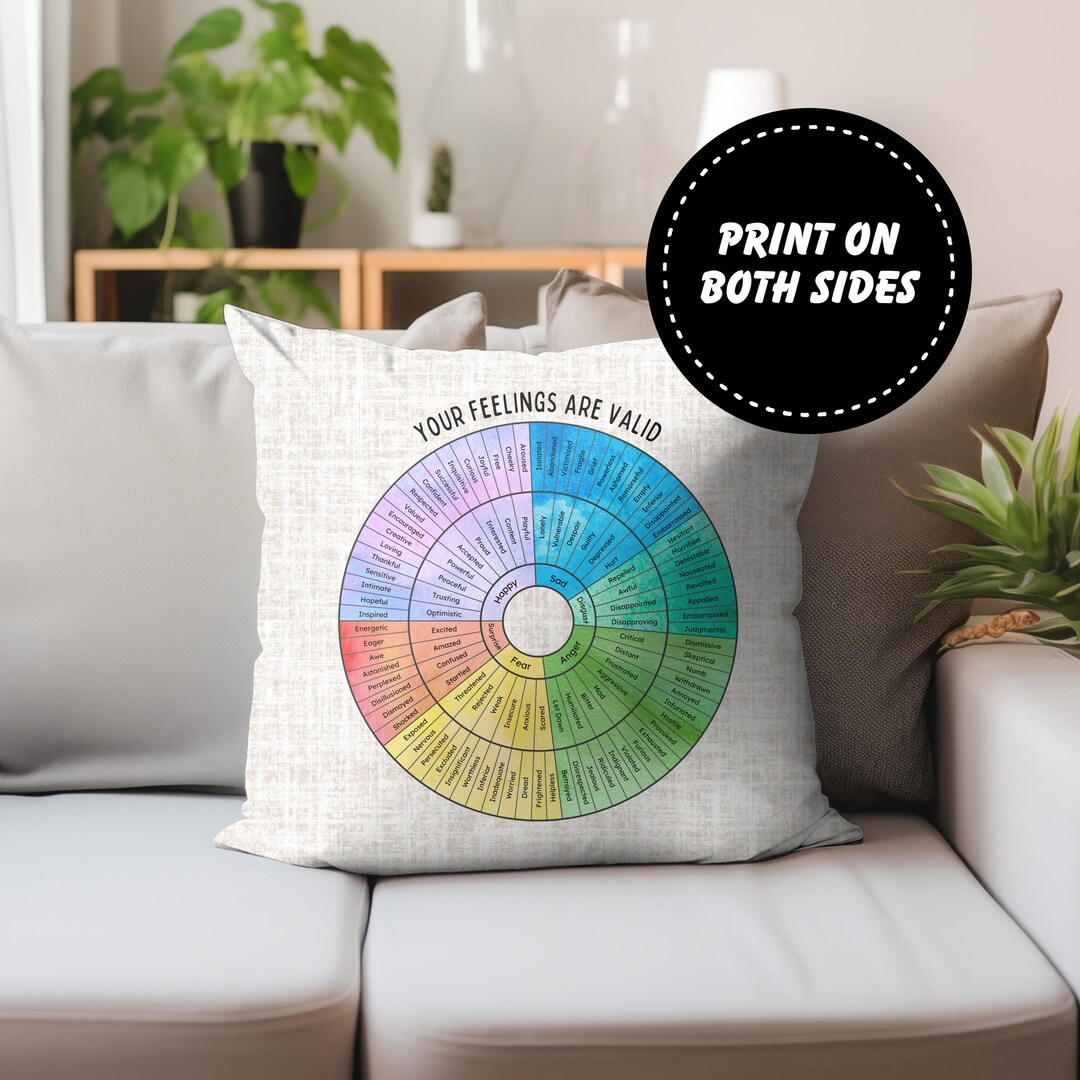 Feelings Wheel Pillow: Emotional Regulation, Therapist Office Decor - Etsy