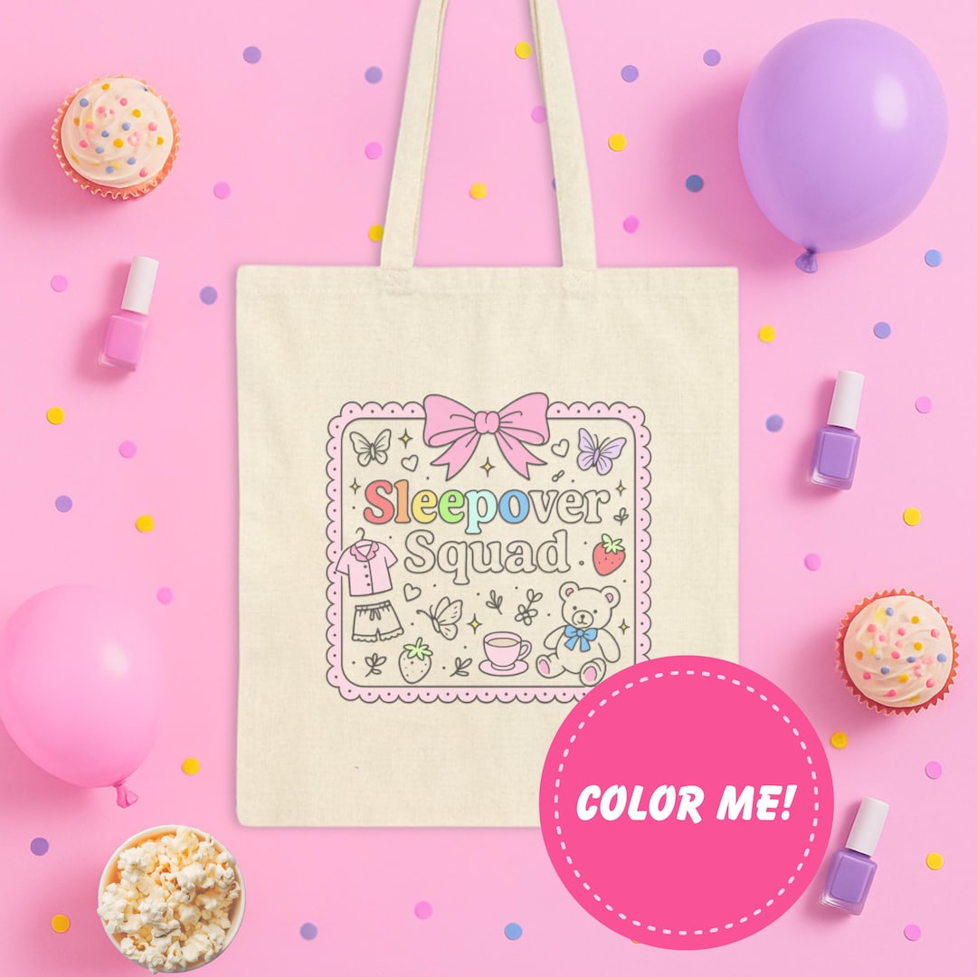 Color Your Own Sleepover Squad Tote Bag: DIY Craft Party Favor ...